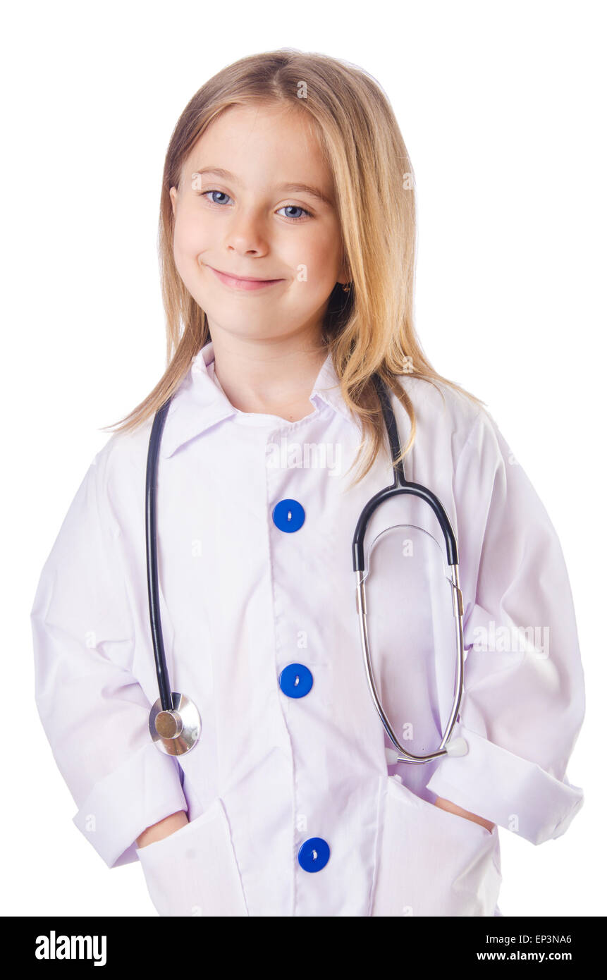 Little girl in doctor costume Stock Photo - Alamy