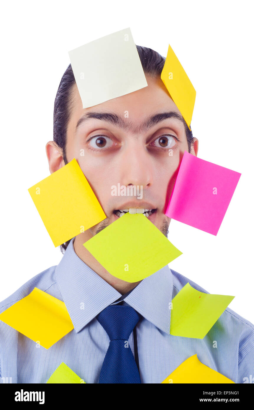 Man with lots of reminder notes Stock Photo - Alamy