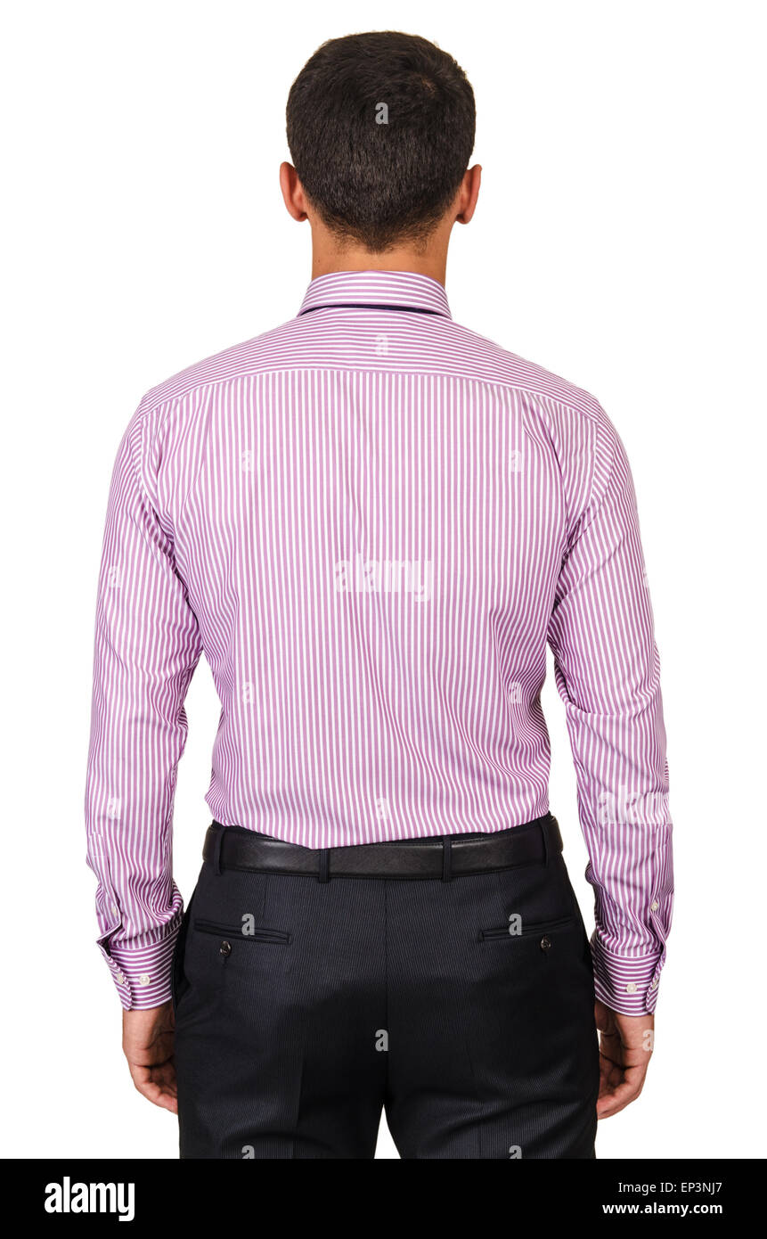 Male model with shirt isolated on white Stock Photo - Alamy