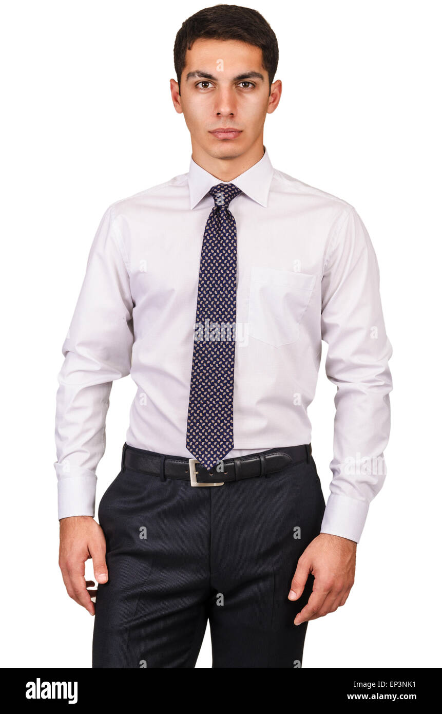 Male model with shirt isolated on white Stock Photo - Alamy