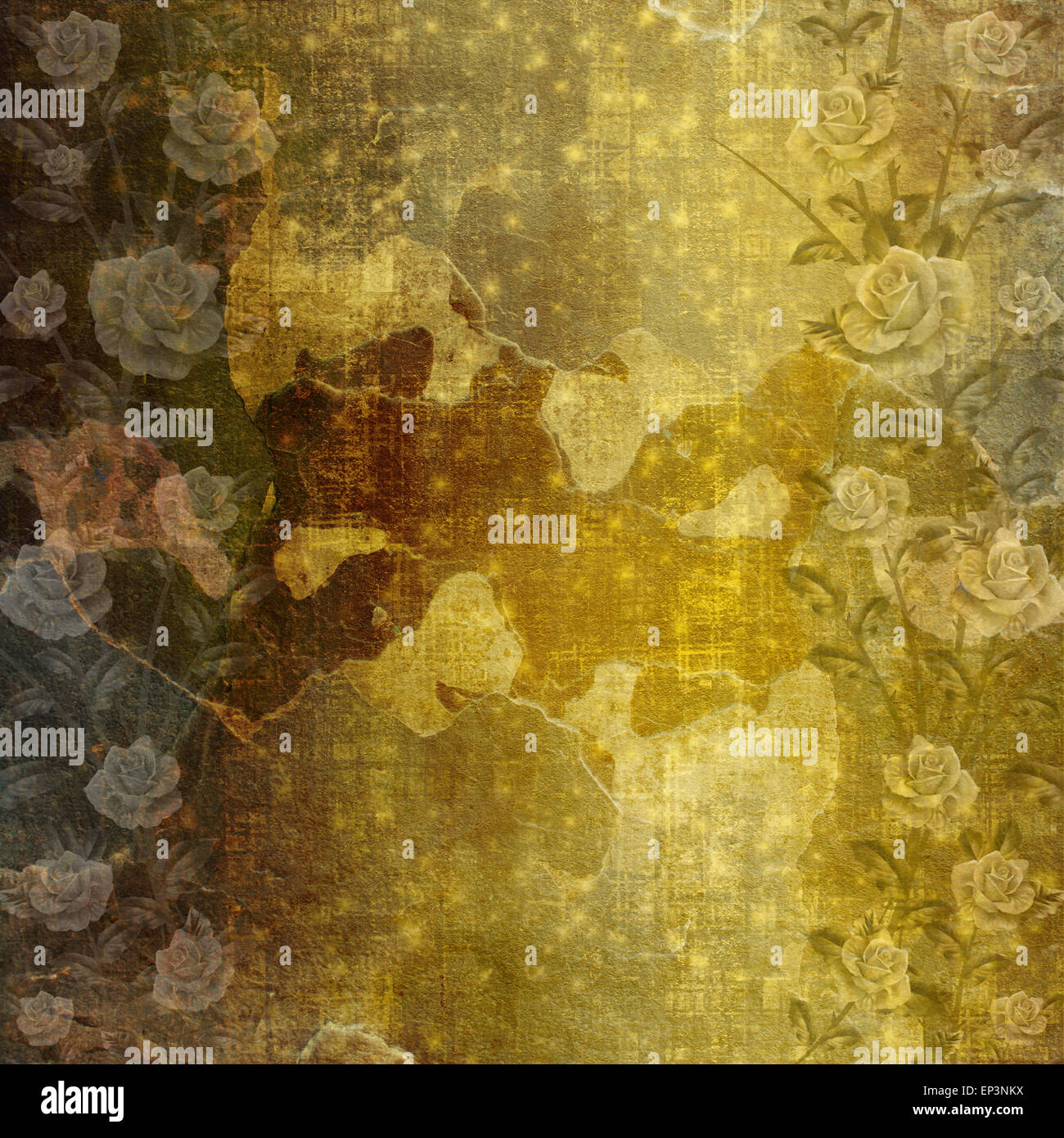 Grunge ancient used paper in scrapbooking style with roses Stock Photo ...