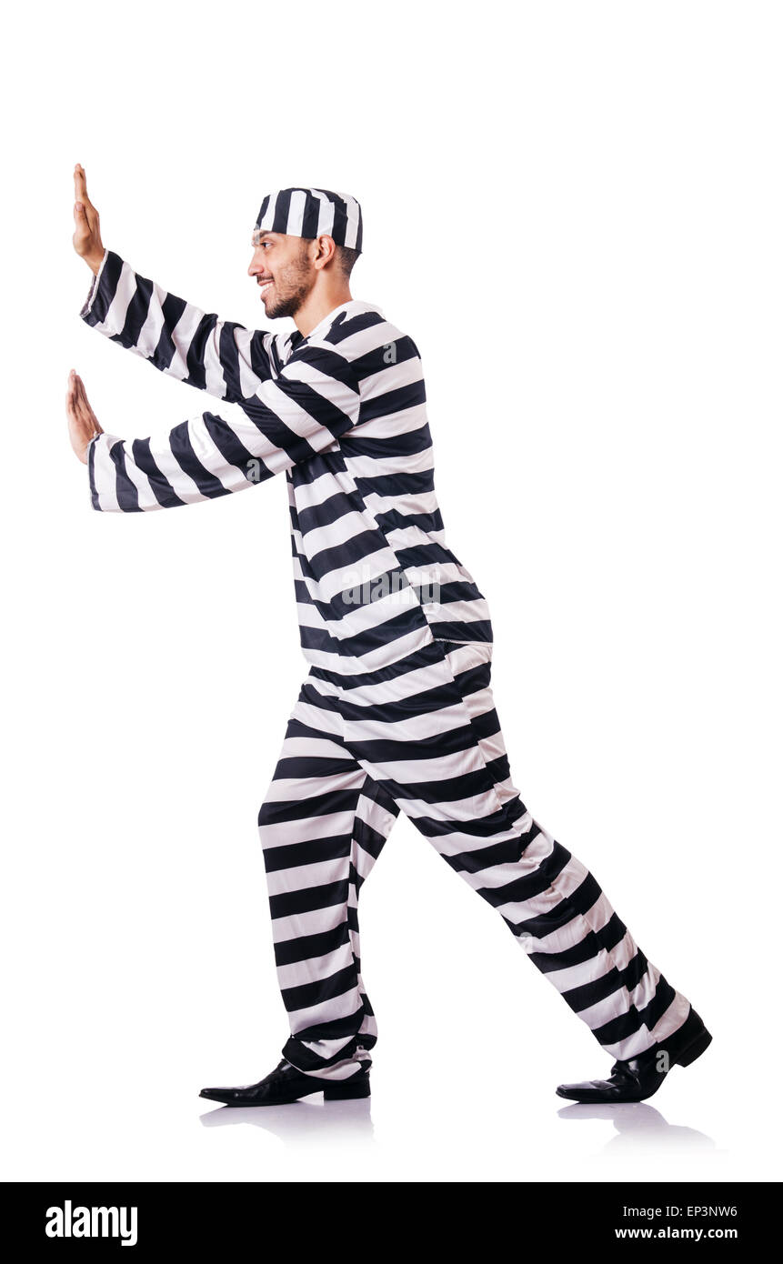 Convict criminal in striped uniform Stock Photo - Alamy
