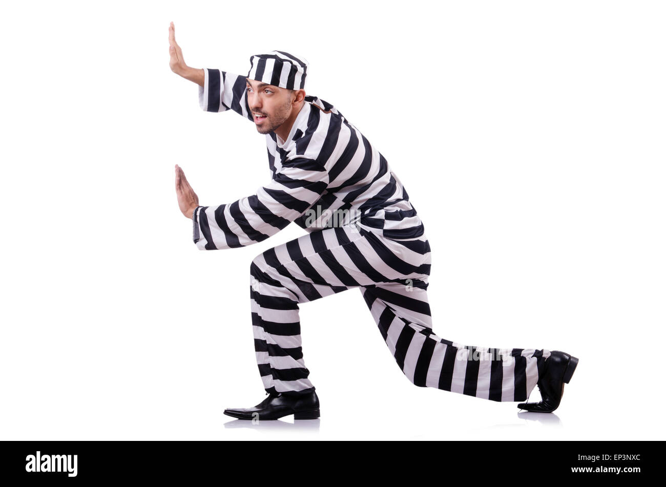 Convict criminal in striped uniform Stock Photo - Alamy