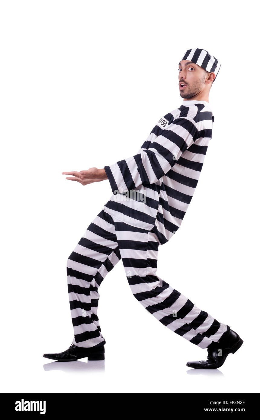Convict criminal in striped uniform Stock Photo - Alamy