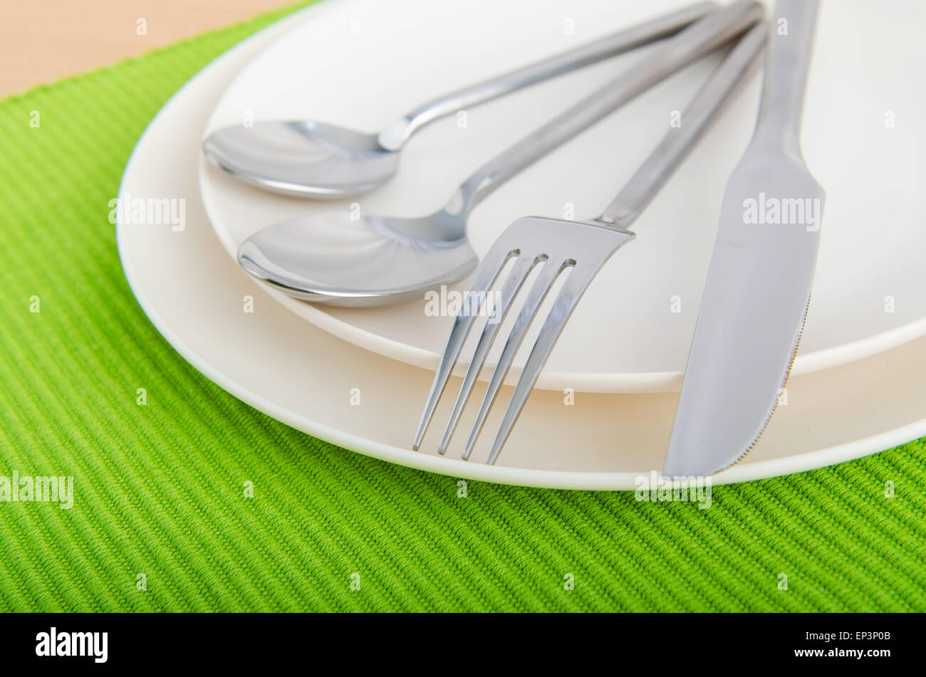 Table setting with knife and fork Stock Photo - Alamy