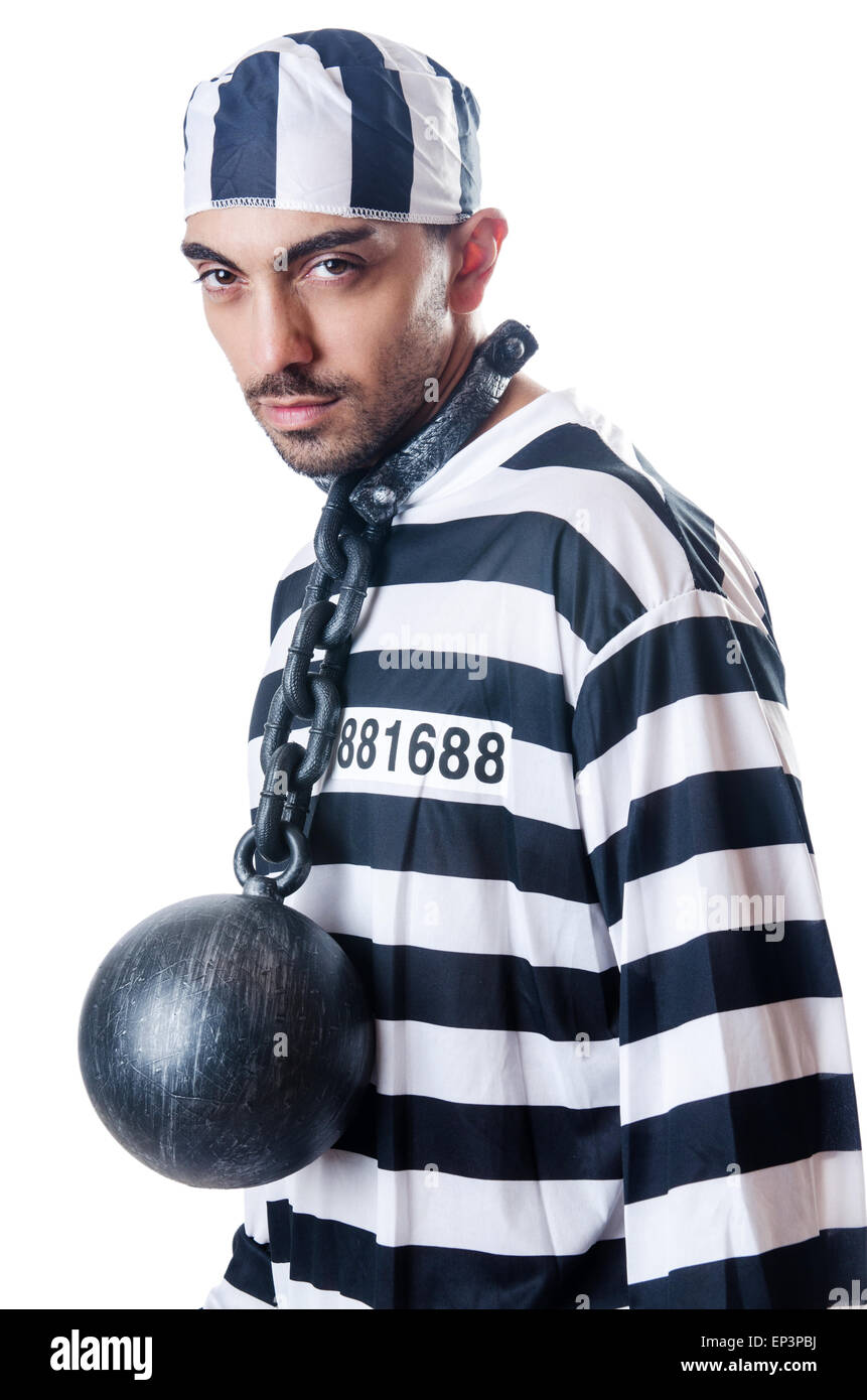 Convict criminal in striped uniform Stock Photo - Alamy