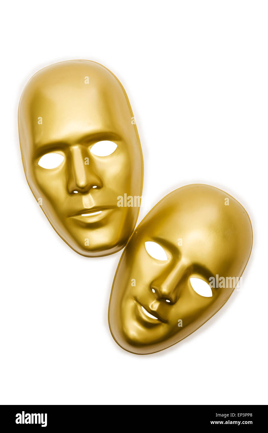 Shiny masks isolated on white background Stock Photo - Alamy