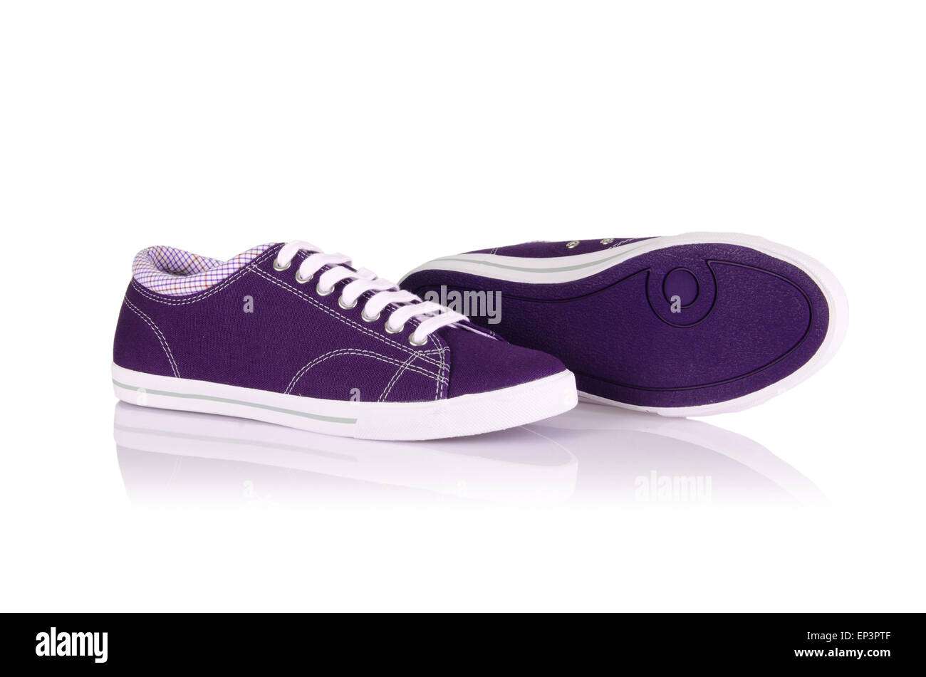 Sporty shoes in sport shoes concept on white Stock Photo - Alamy