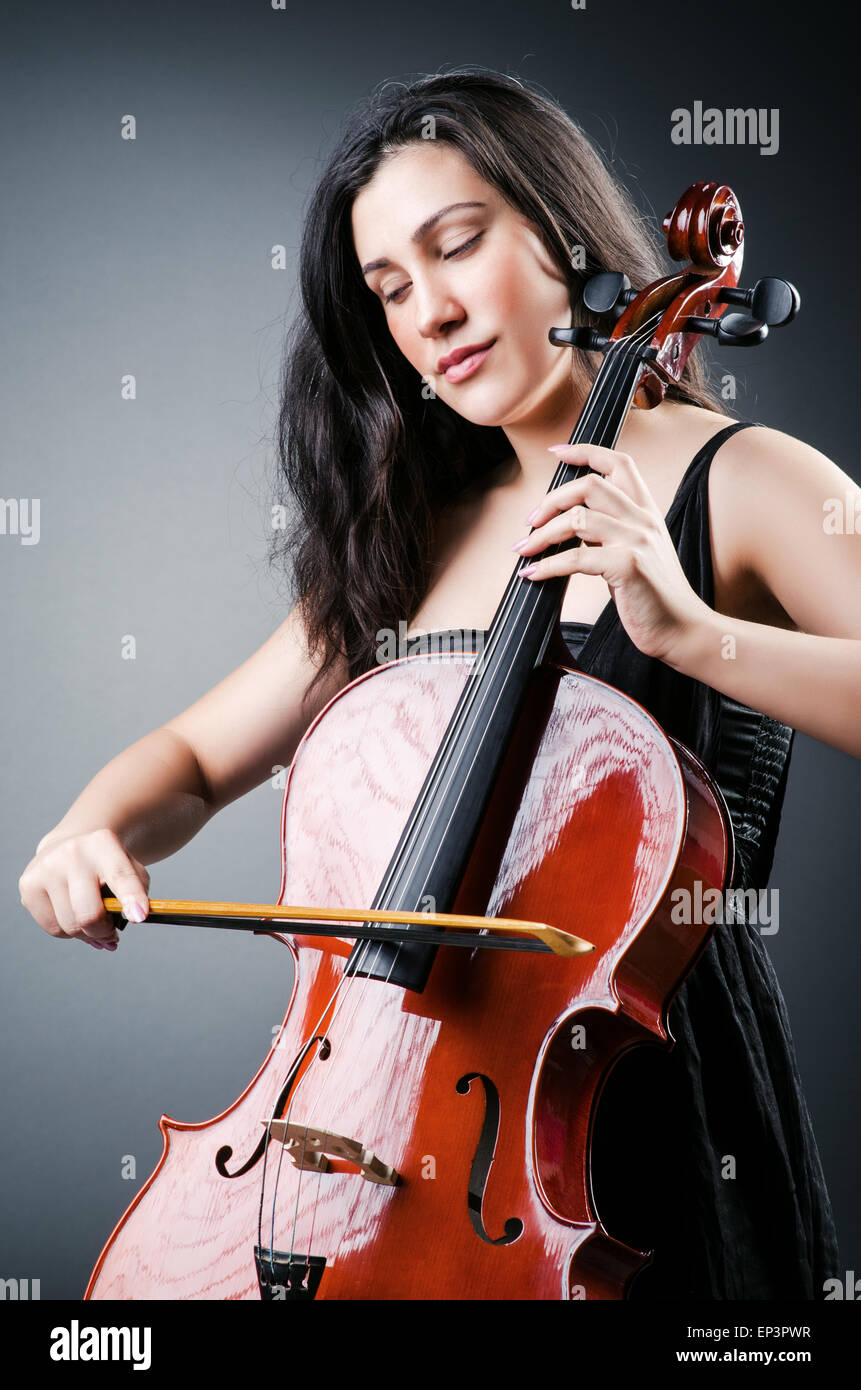 Woman cellist performing cello hi-res stock photography and images - Alamy