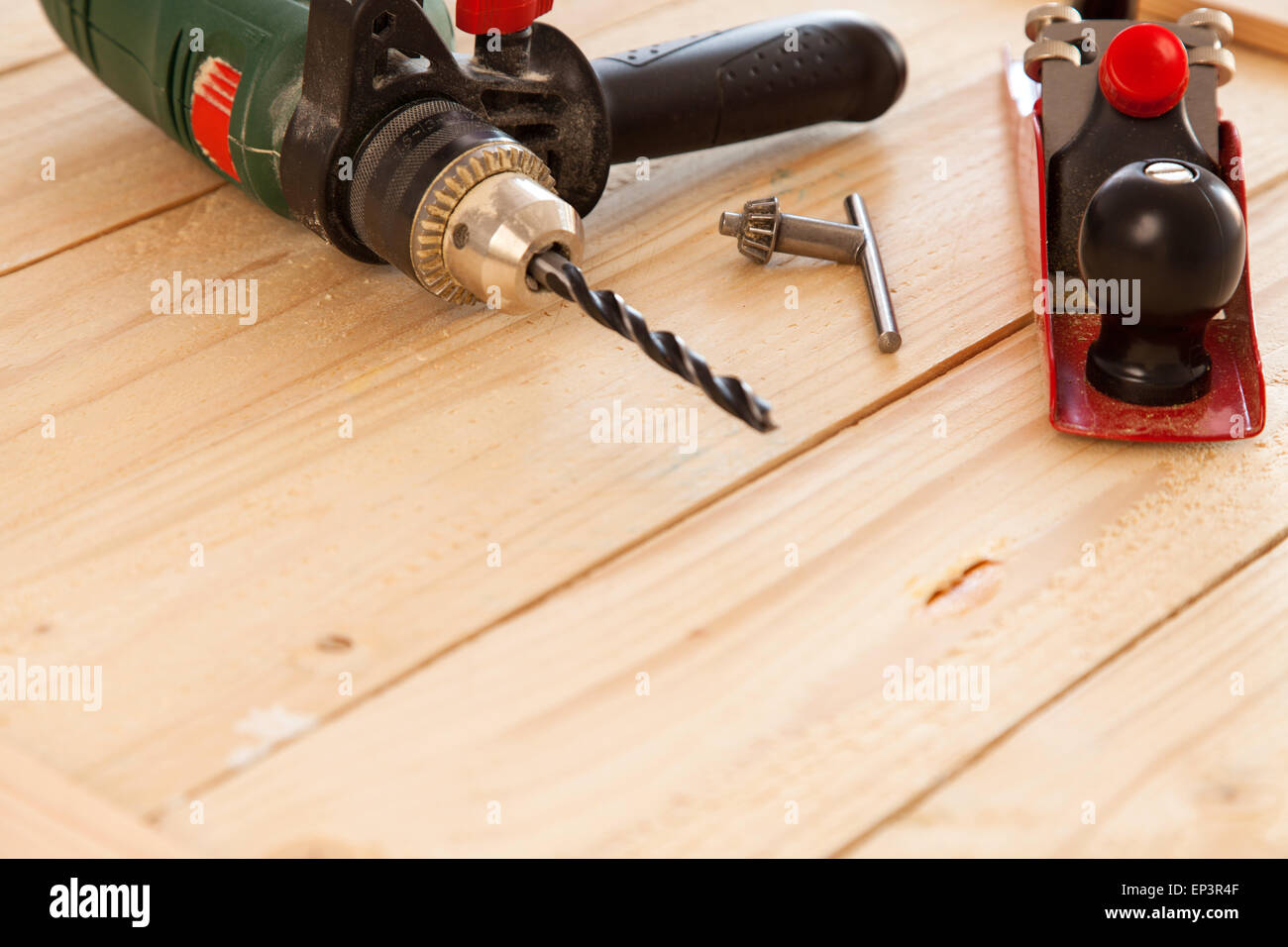 Woodworking tools on a carpenter's table Stock Photo - Alamy