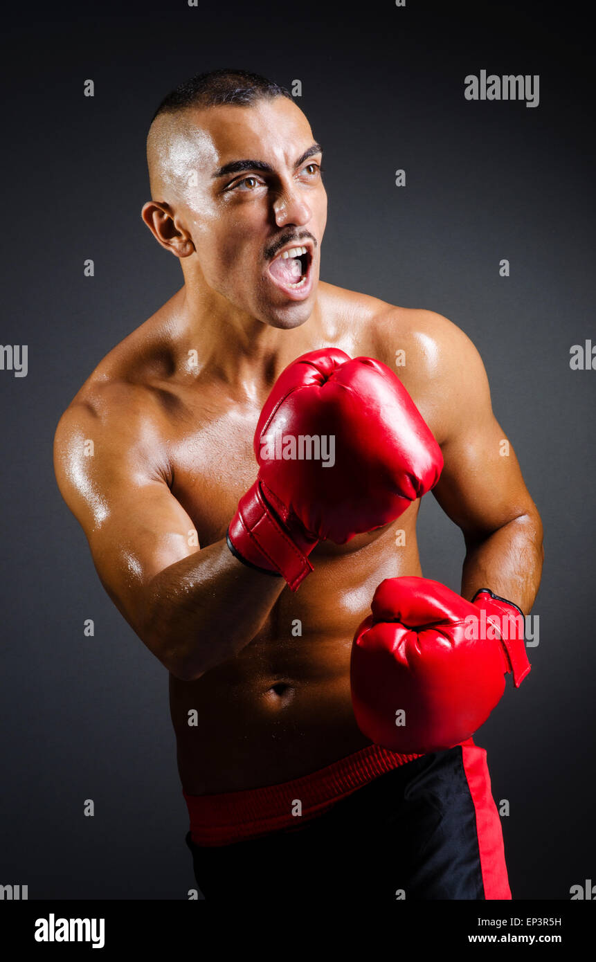 Muscular boxer in studio shooting Stock Photo - Alamy