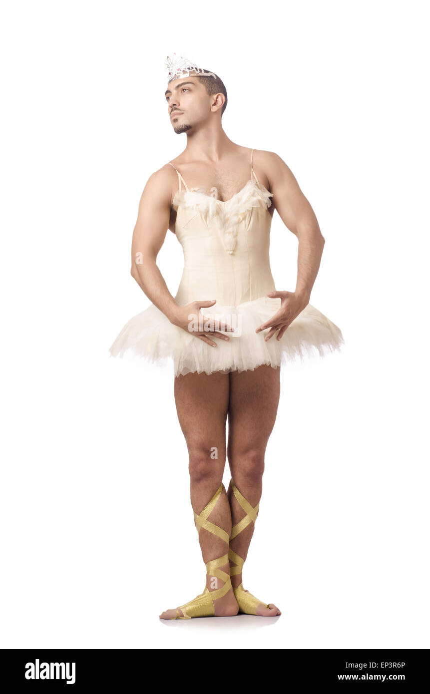 Man in ballet tutu isolated on white Stock Photo - Alamy