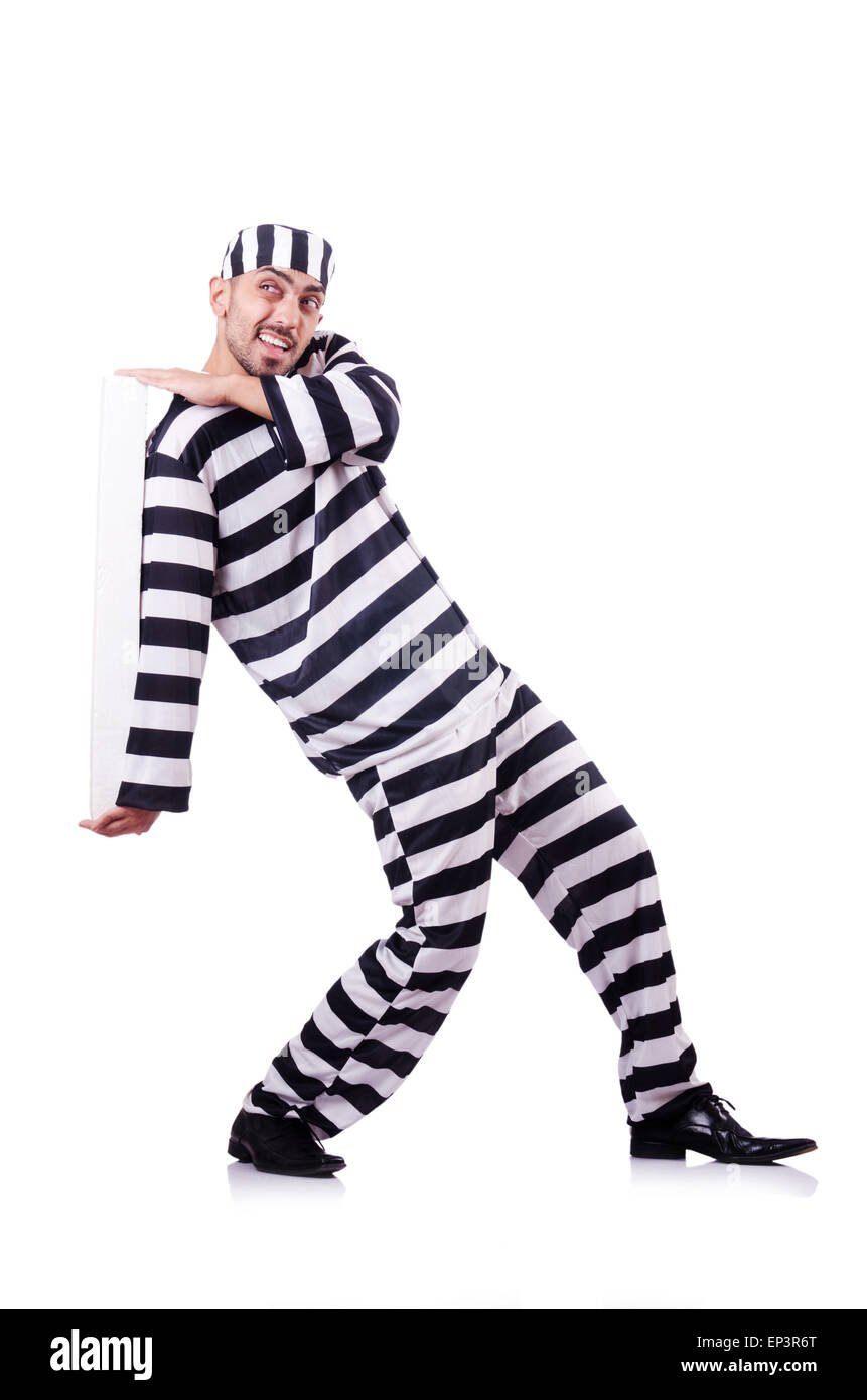 Convict criminal in striped uniform Stock Photo - Alamy