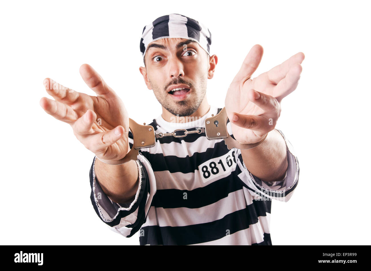 Convict criminal in striped uniform Stock Photo - Alamy