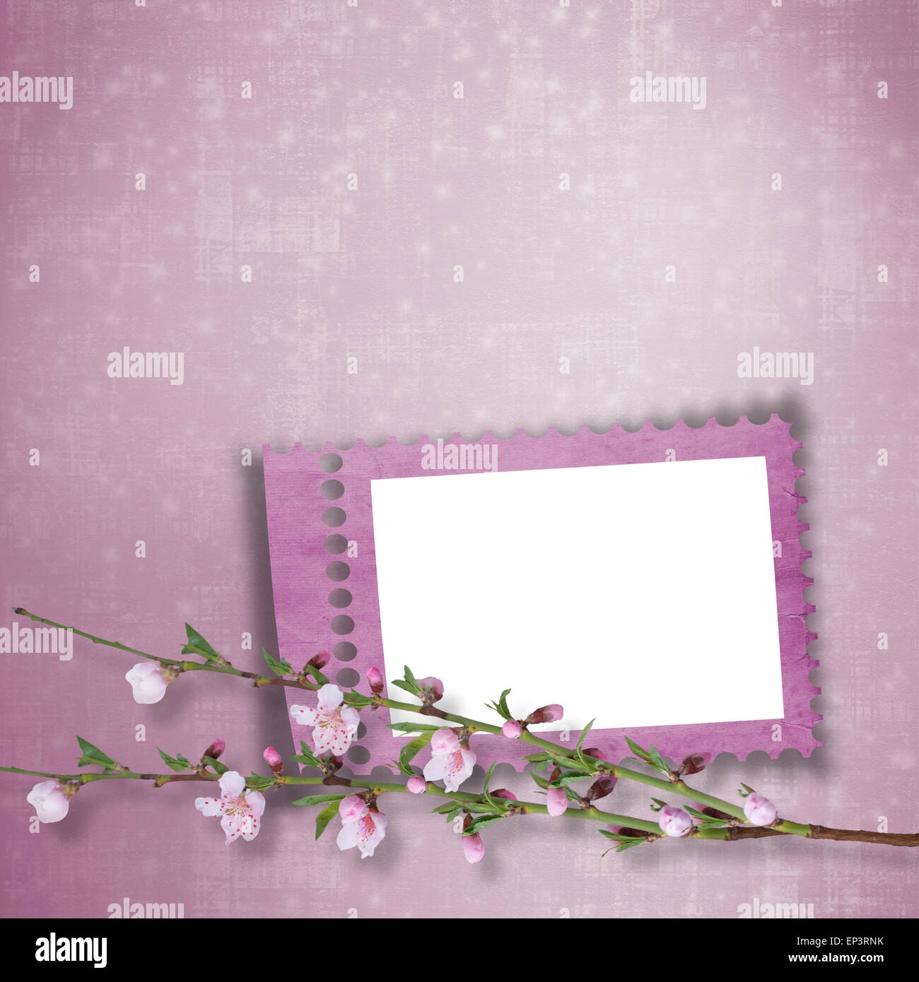 Beautiful abstract background with frame and branch of Sakura Stock ...