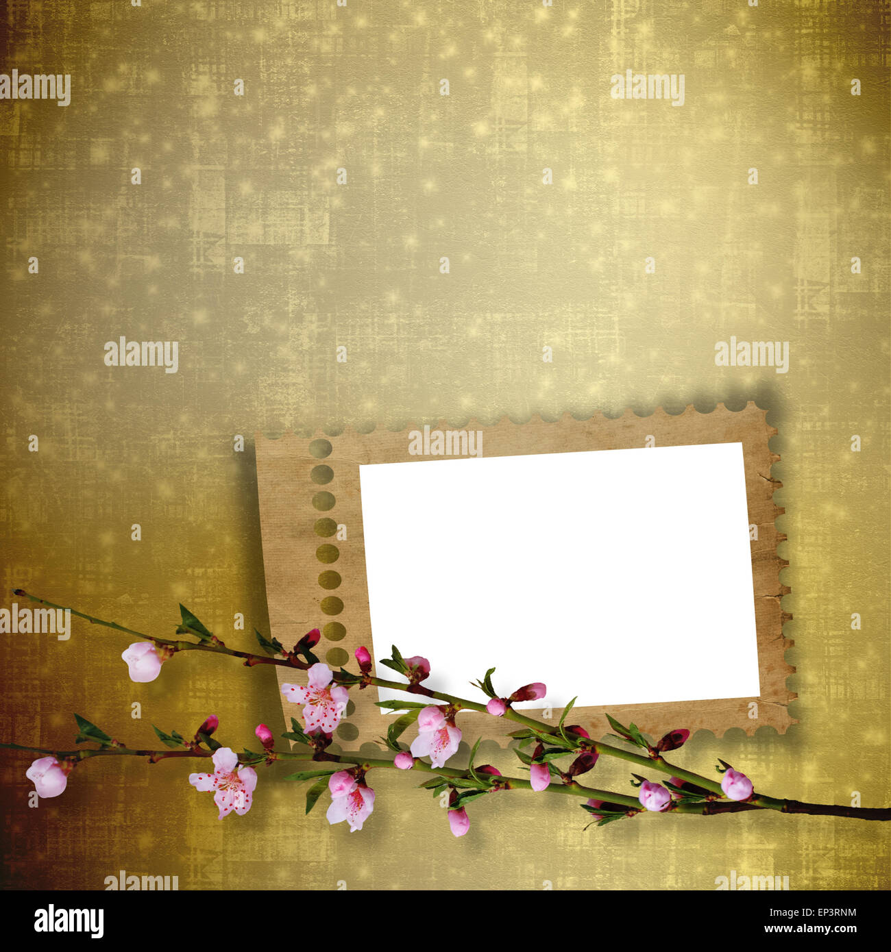 Beautiful abstract background with frame and branch of Sakura Stock ...