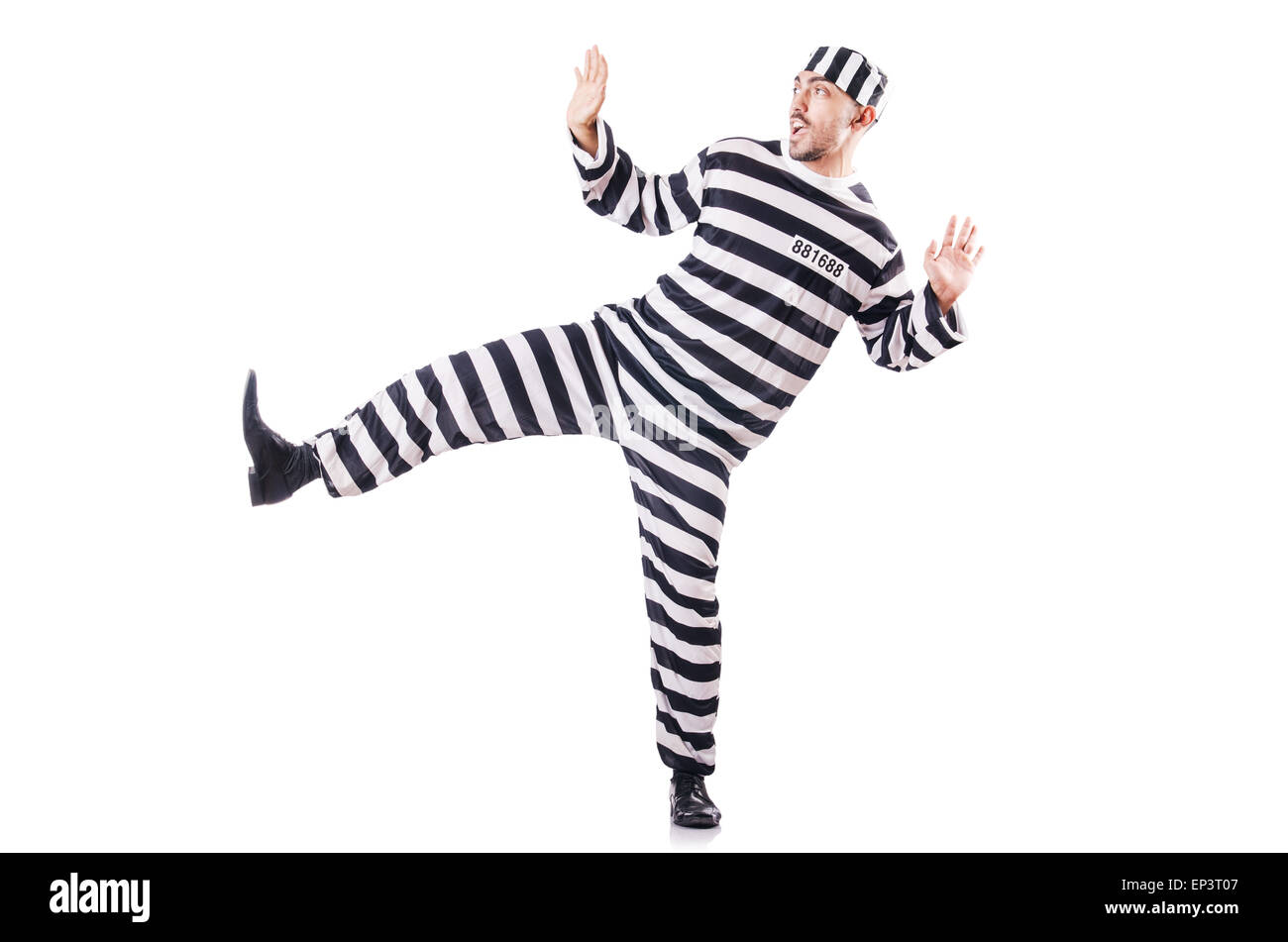Convict criminal in striped uniform Stock Photo - Alamy