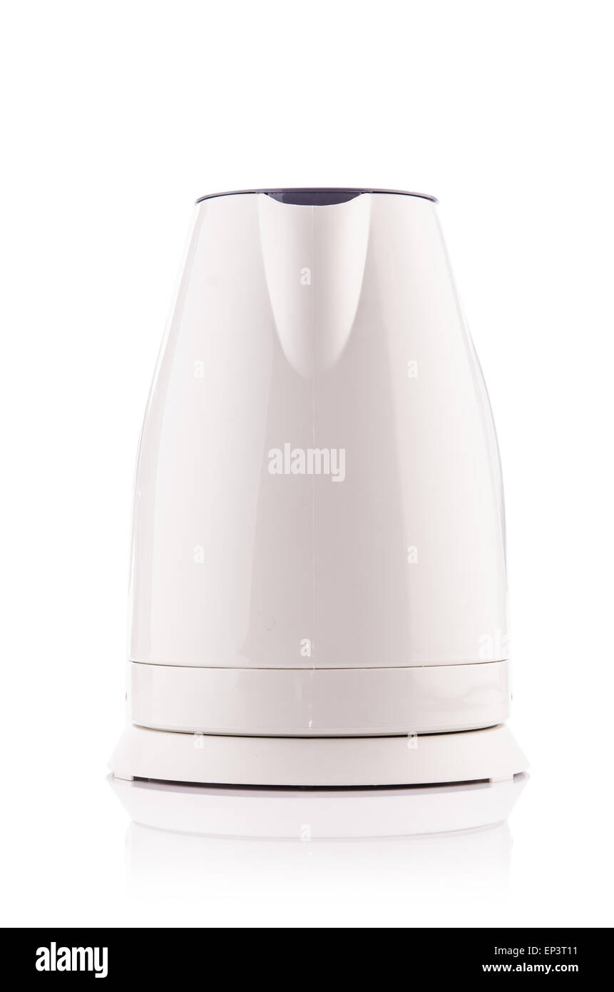 White electric kettle isolated Stock Photo - Alamy