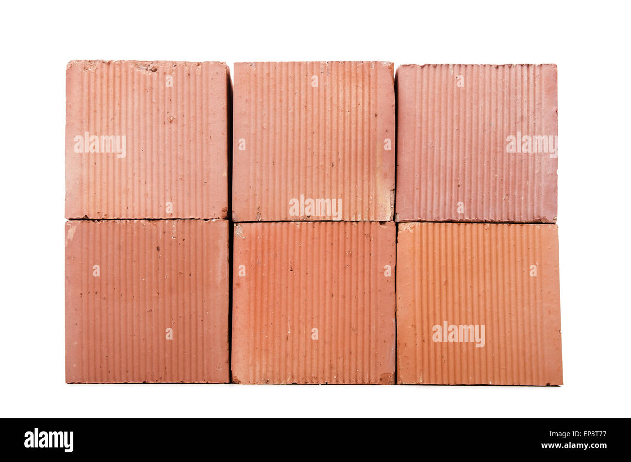 Stack of clay bricks isolated on white Stock Photo - Alamy