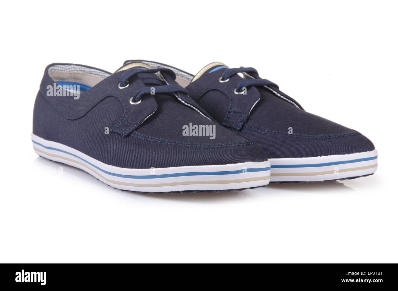 Sporty shoes in sport shoes concept on white Stock Photo - Alamy