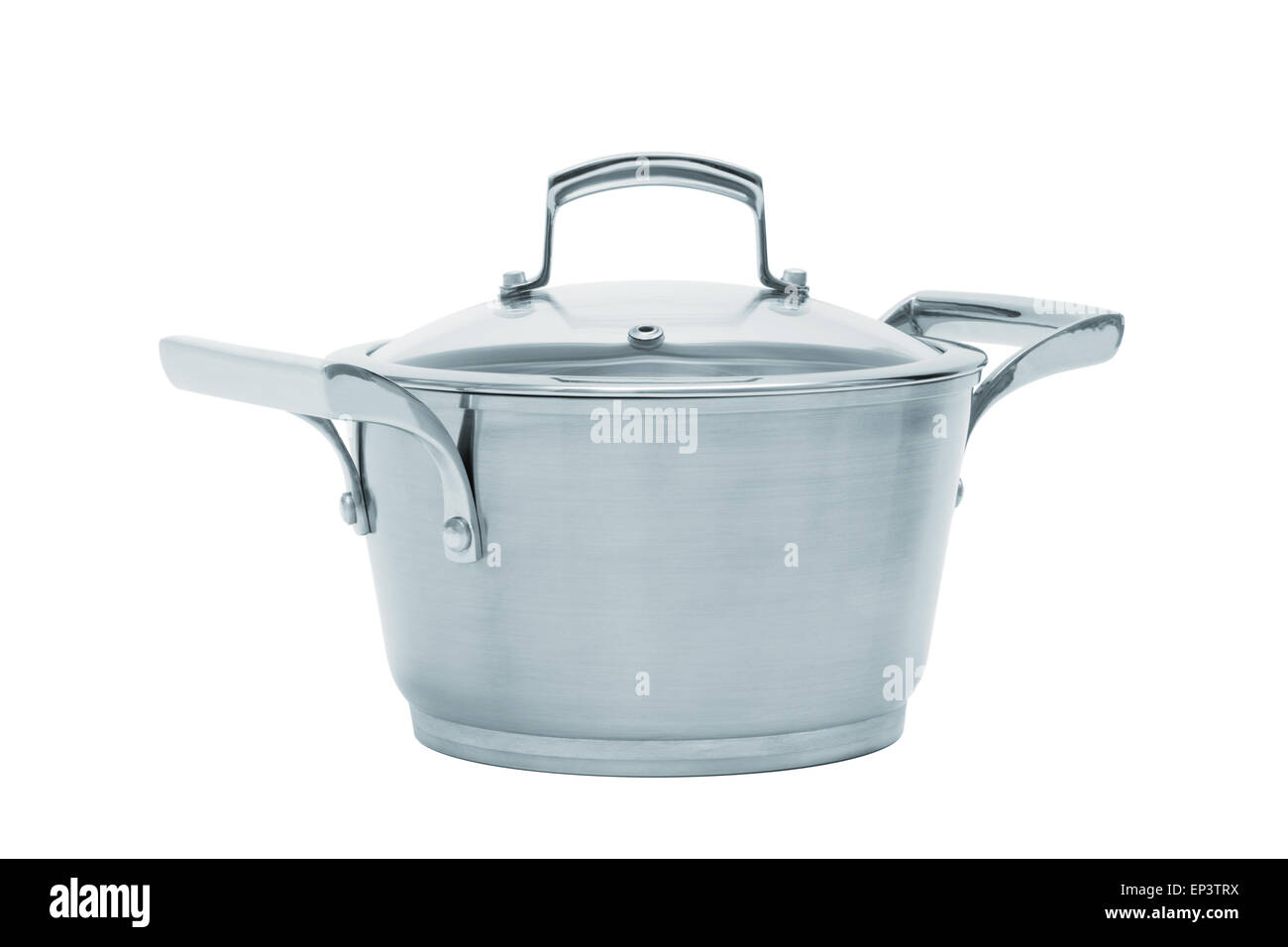 Modern steel saucepan on a white background Stock Photo - Alamy