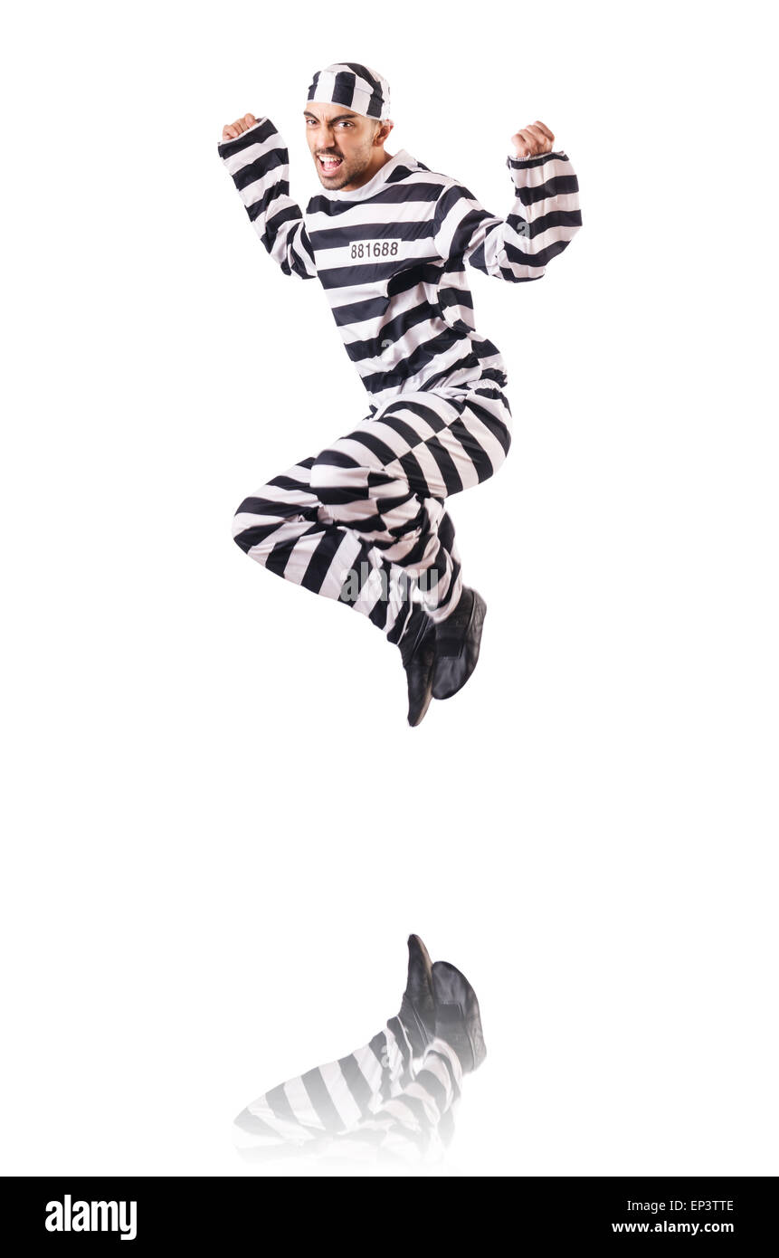 Convict criminal in striped uniform Stock Photo - Alamy