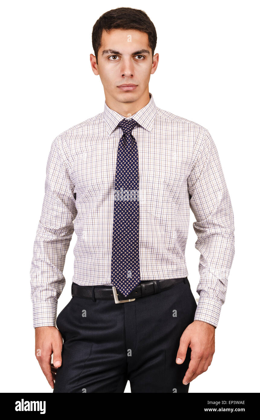 Male model with shirt isolated on white Stock Photo - Alamy