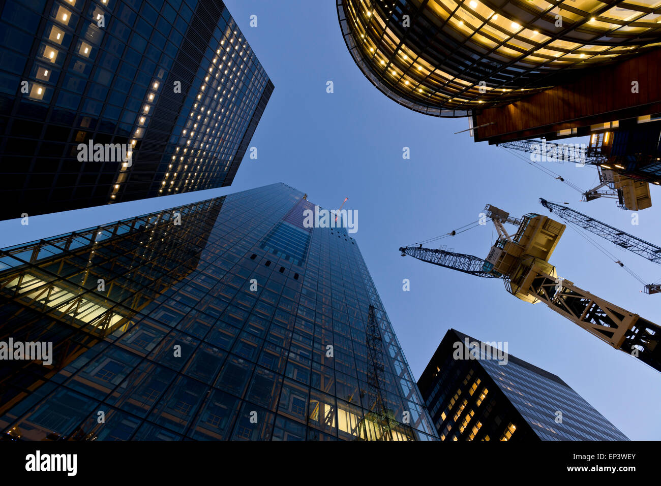 The Pinnacle construction site in London with tall buildings around at ...