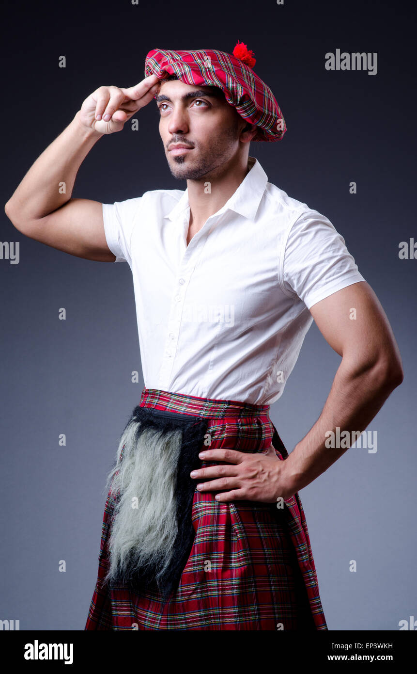 Scottish traditions concept with person wearing kilt Stock Photo - Alamy