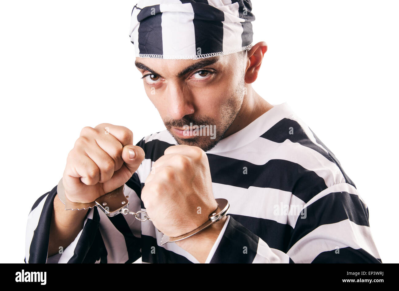 Convict criminal in striped uniform Stock Photo - Alamy