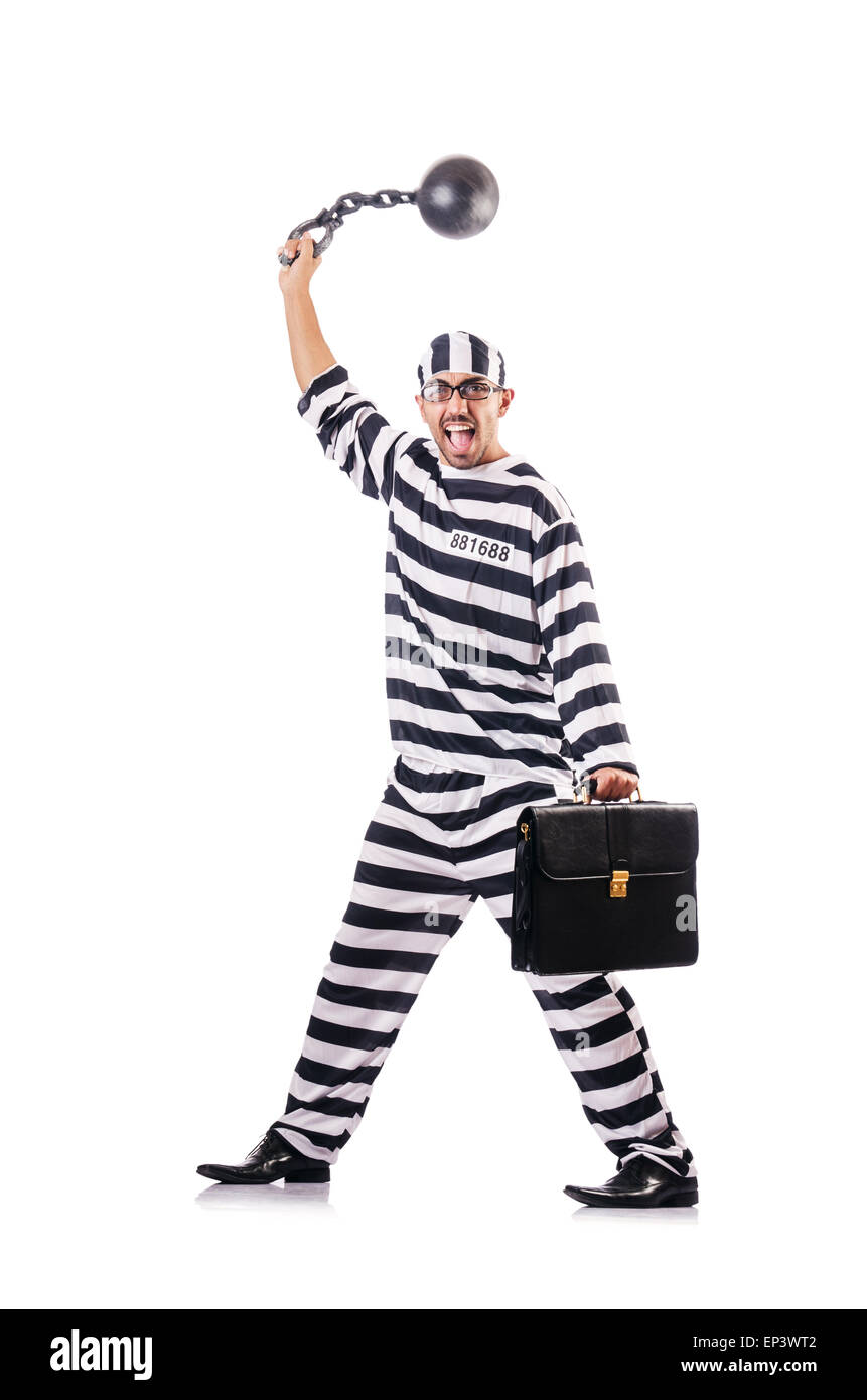 Convict criminal in striped uniform Stock Photo - Alamy