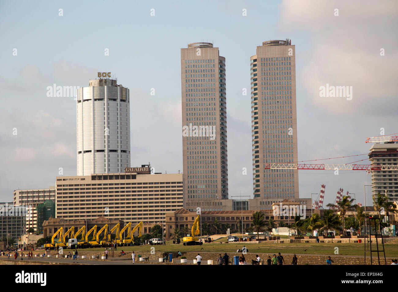 Twin towers of World Trade Centre and modern hotels, central business ...