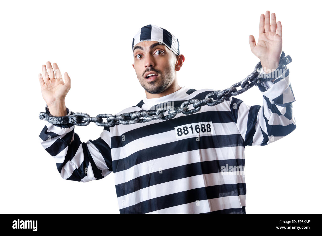 Convict criminal in striped uniform Stock Photo - Alamy