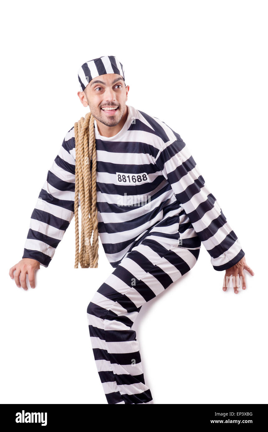 Convict criminal in striped uniform Stock Photo - Alamy
