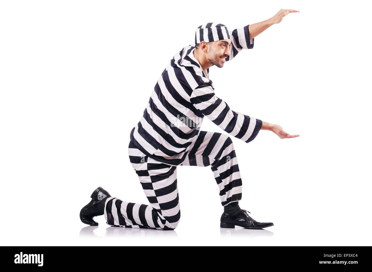 Convict criminal in striped uniform Stock Photo - Alamy
