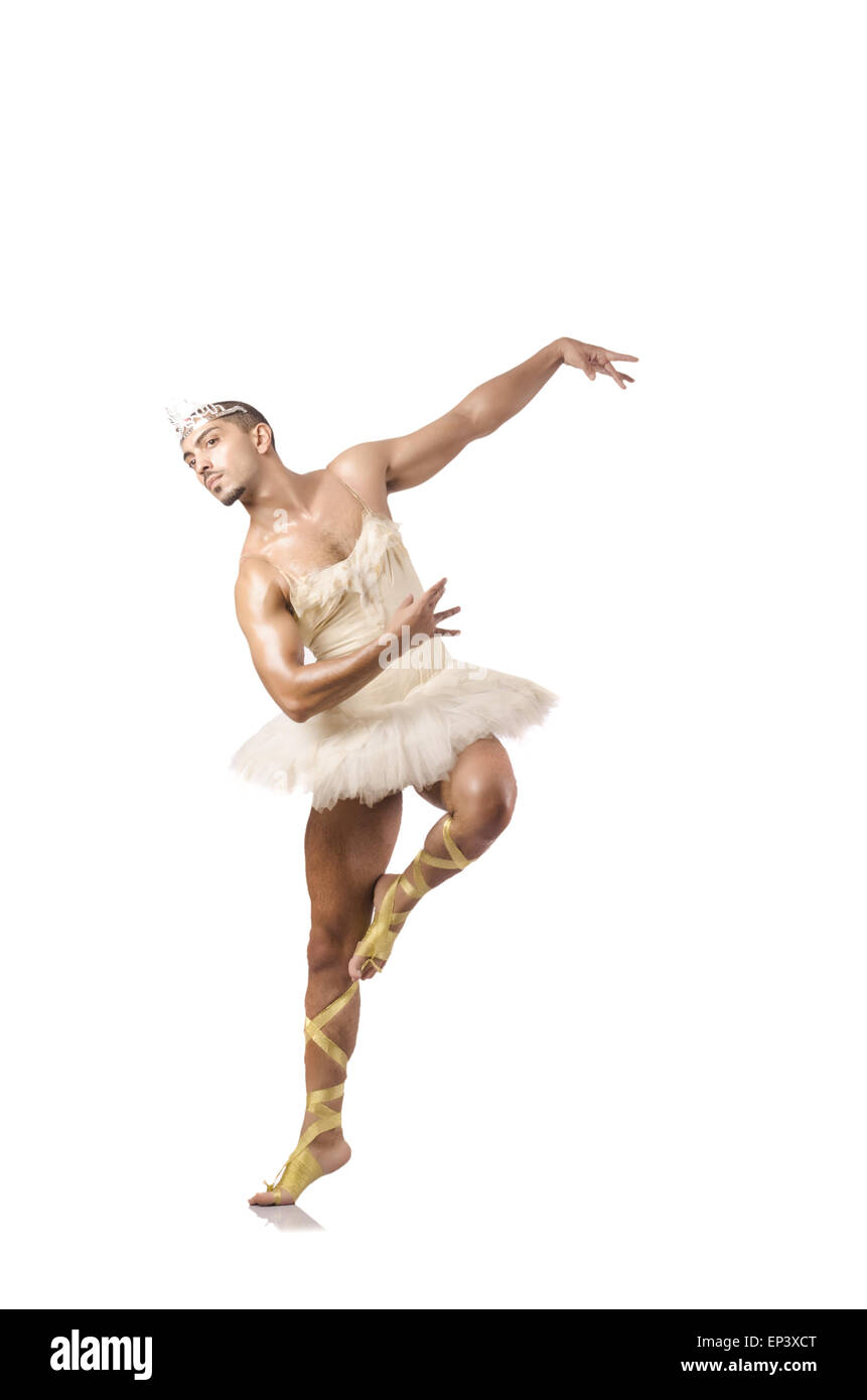 Man in ballet tutu isolated on white Stock Photo - Alamy
