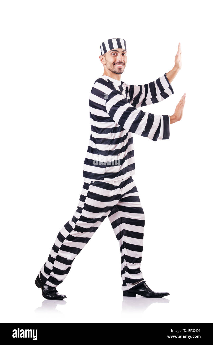 Convict criminal in striped uniform Stock Photo - Alamy