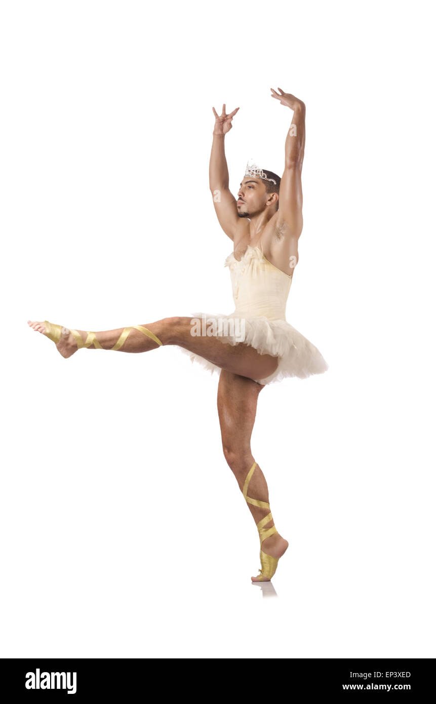 Man in ballet tutu isolated on white Stock Photo - Alamy