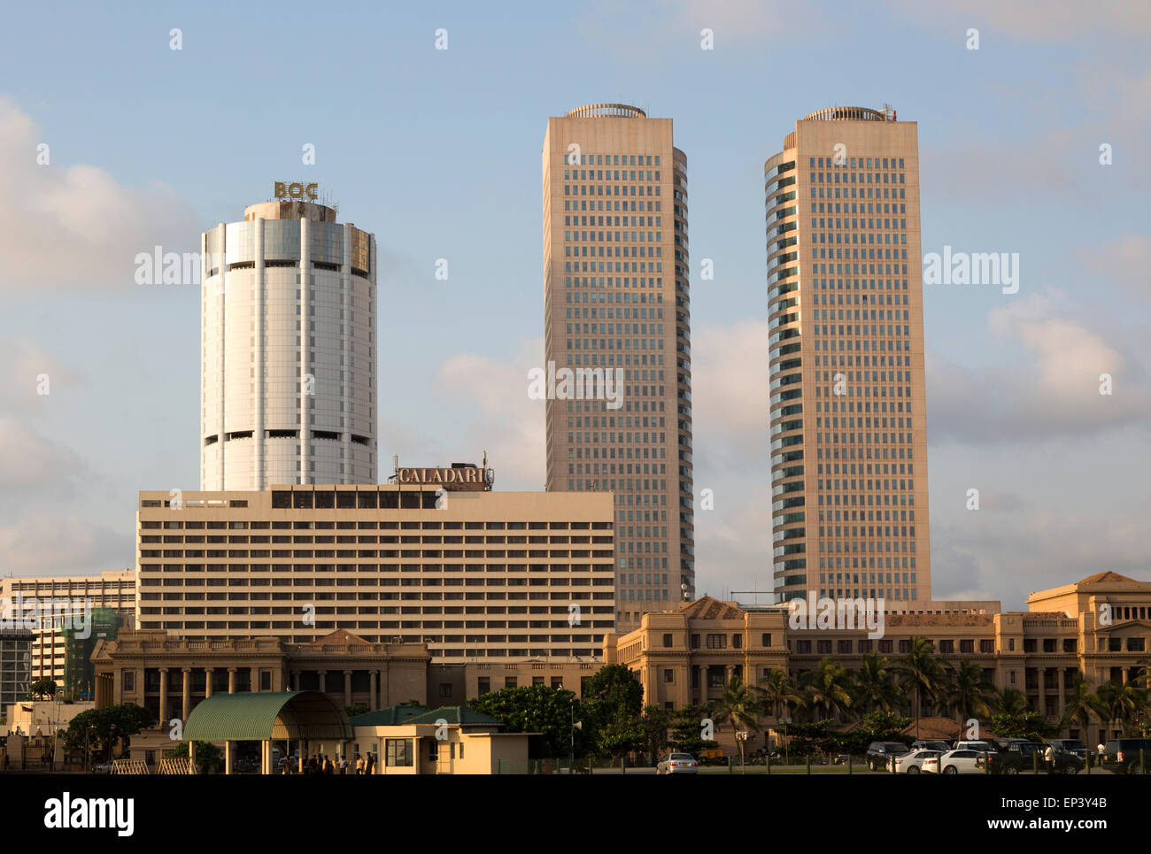 Twin towers of World Trade Centre and modern hotels, central business ...
