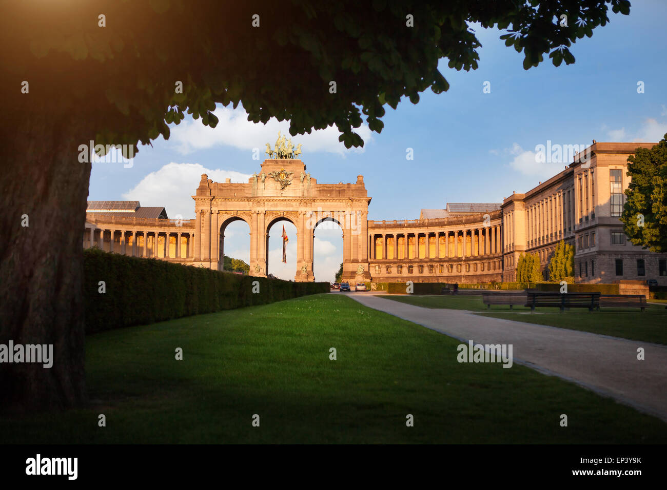 The Triumphal Arch in Cinquantennaire Parc in Brussels , Belgium Stock ...