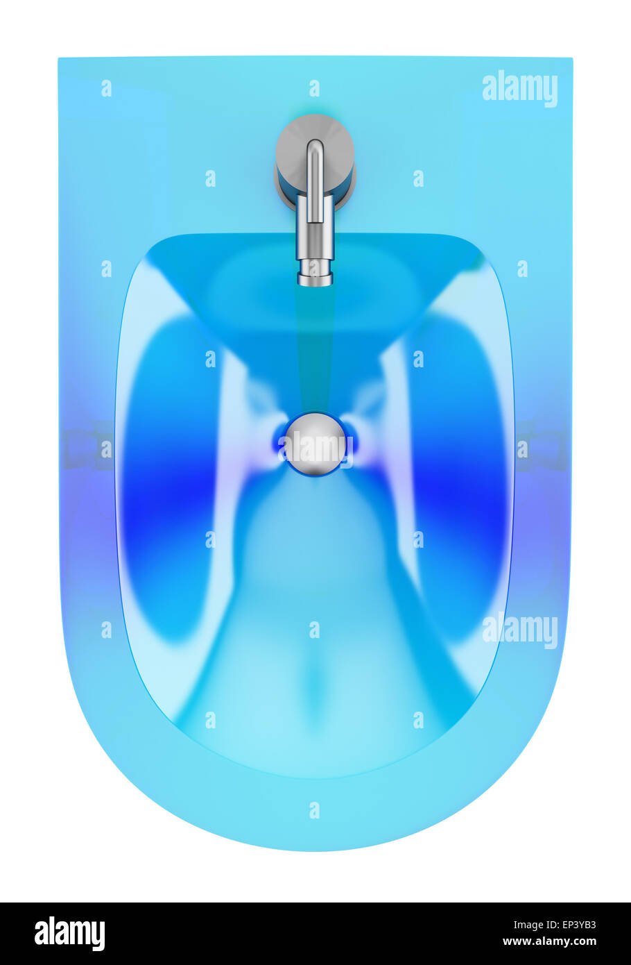top view of blue glass bidet isolated on white Stock Photo - Alamy