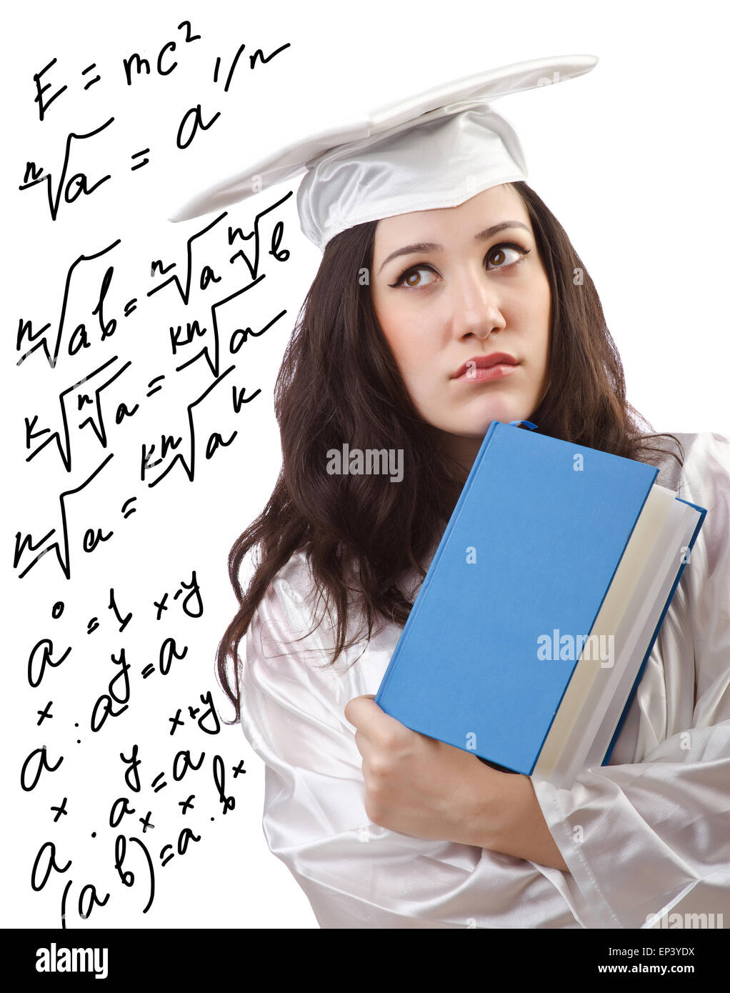 Happy graduate on white background Stock Photo - Alamy