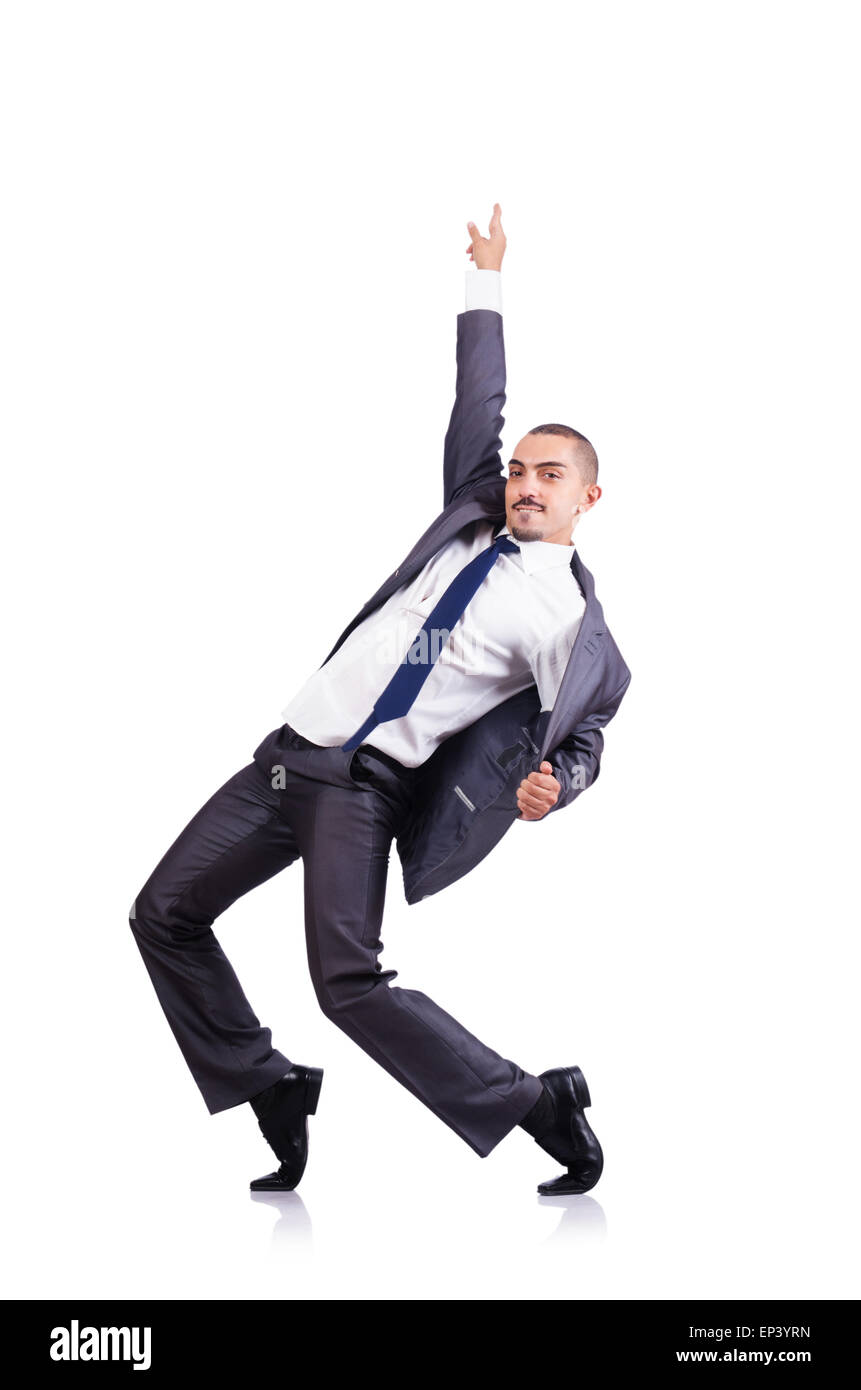 Dancing businessman isolated on white Stock Photo - Alamy