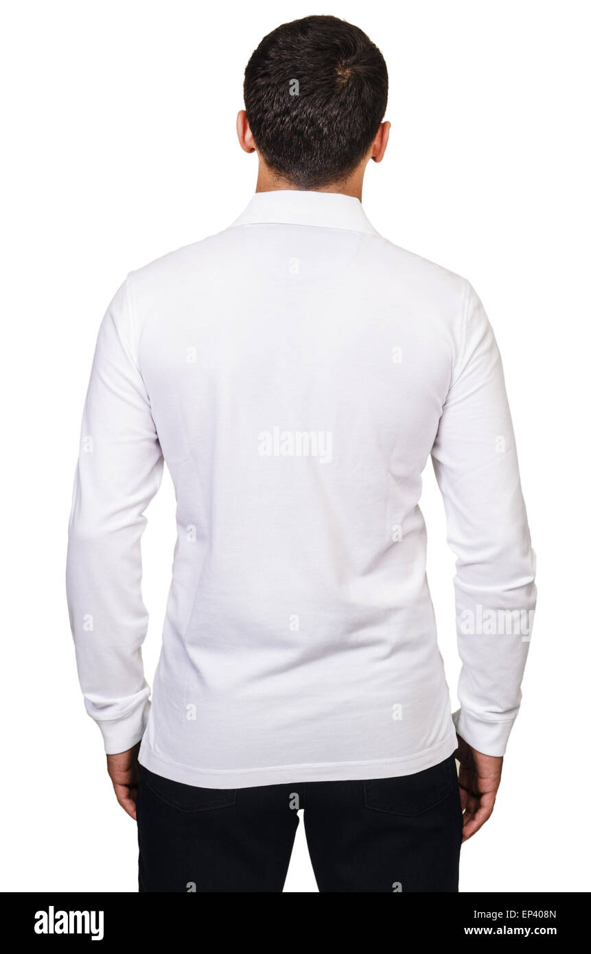 Male model with shirt isolated on white Stock Photo - Alamy