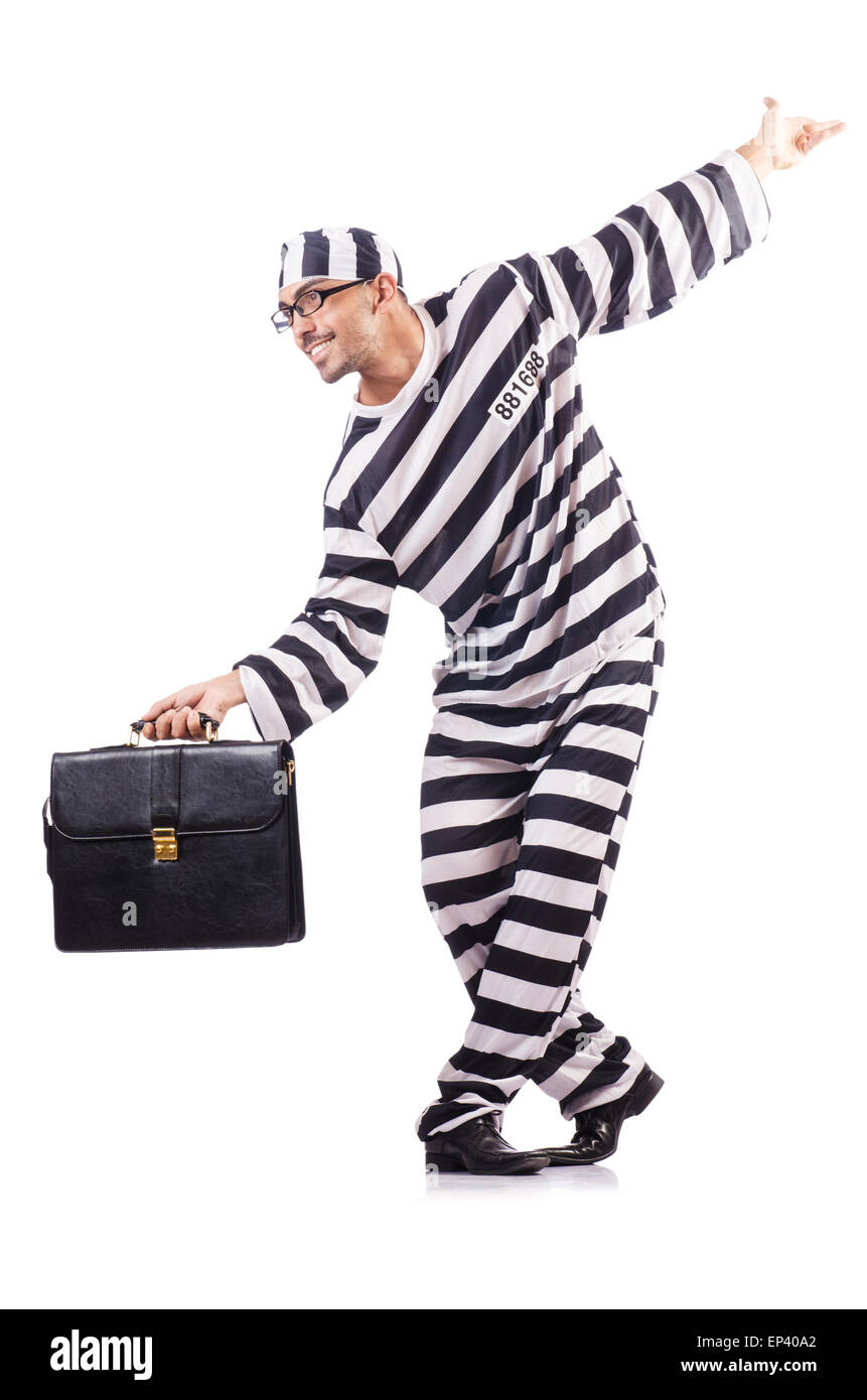 Convict criminal in striped uniform Stock Photo - Alamy
