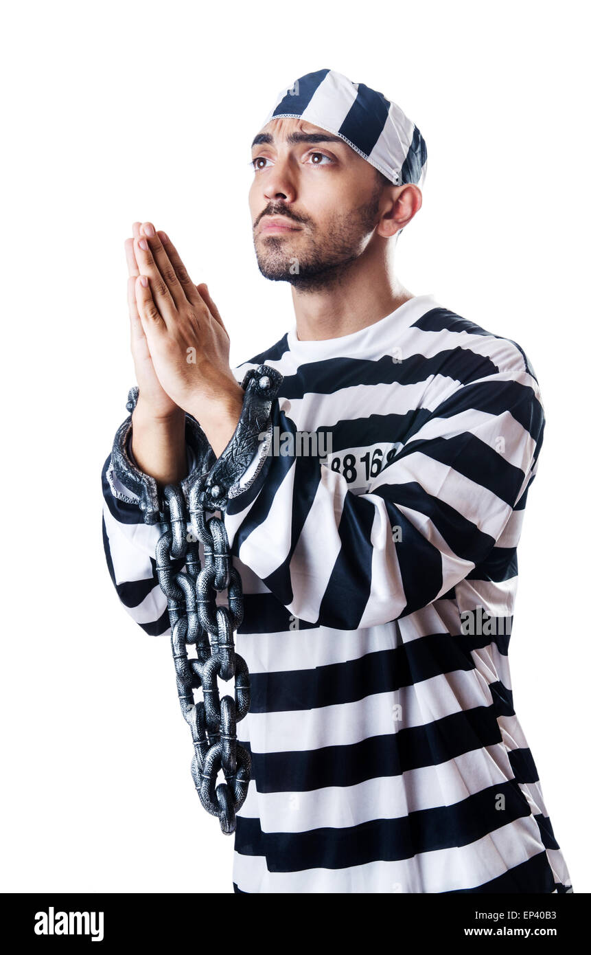 Convict criminal in striped uniform Stock Photo - Alamy