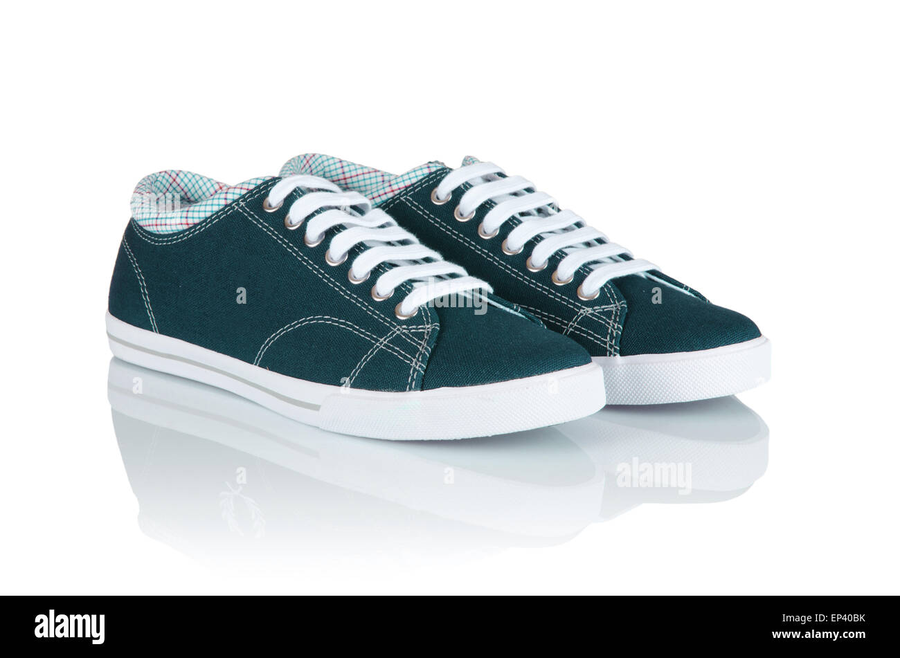 Sporty shoes in sport shoes concept on white Stock Photo - Alamy