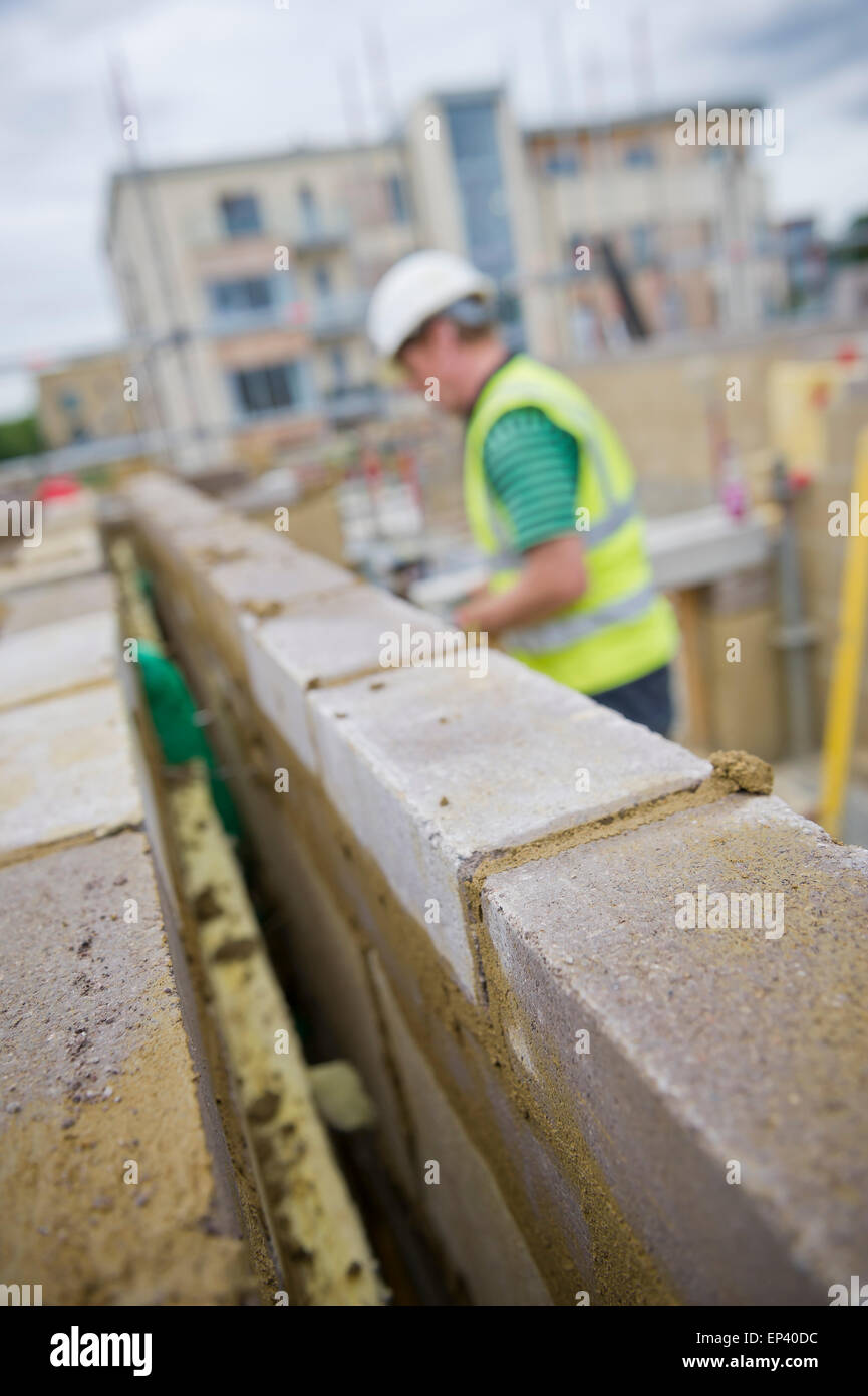 Brick wall being constructed on a building site in London Stock Photo ...