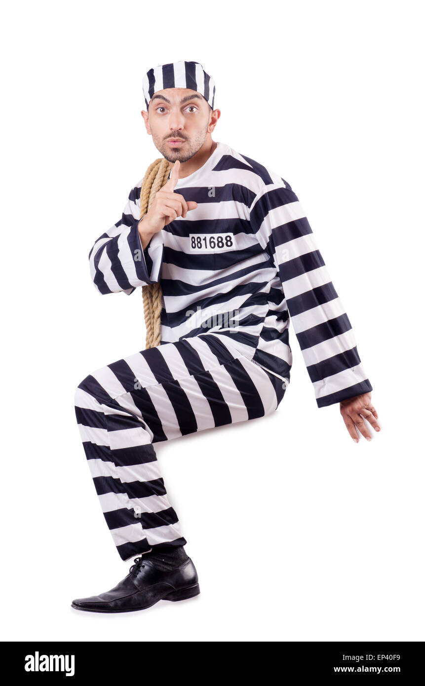 Convict criminal in striped uniform Stock Photo - Alamy