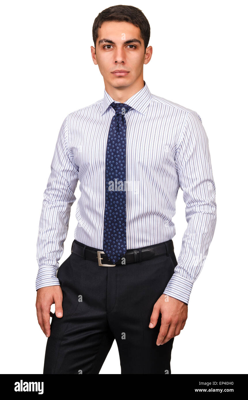 Male model with shirt isolated on white Stock Photo - Alamy
